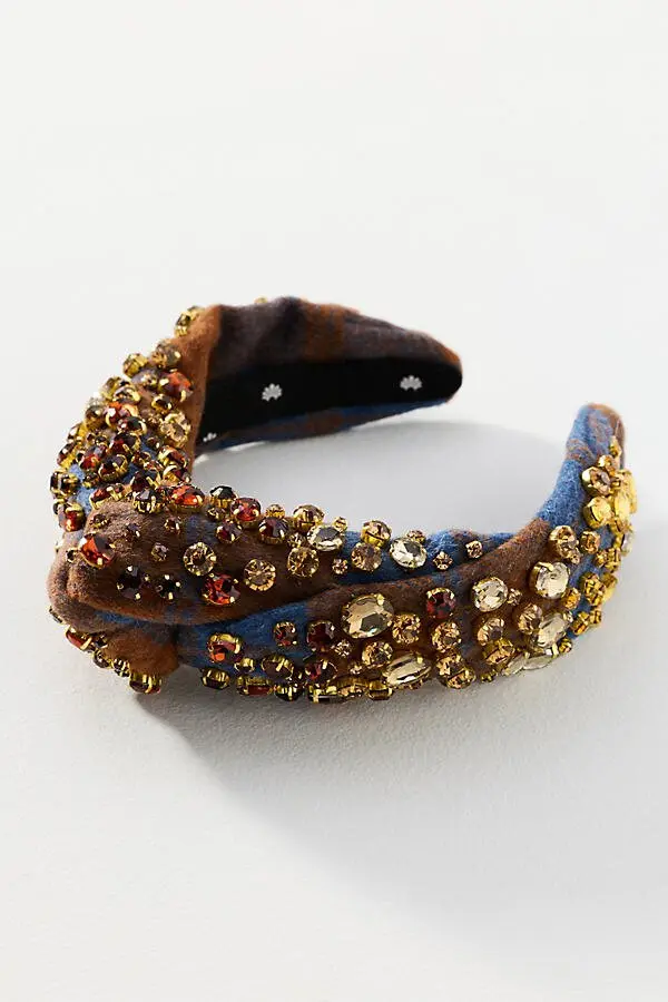 Lele Sadoughi Marlene Crystal Foliage Headband - Brown Pattern