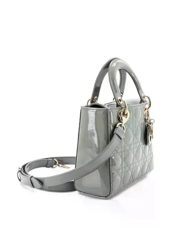 Dior Lady Bag Cannage Quilt Patent Small Satchel
