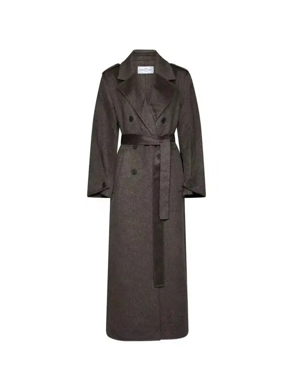 THE DYNAMIS STUDIO Belted Double-breasted Coat - Brown