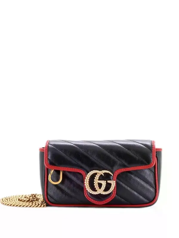 Gucci Gg Marmont Flap Bag Diagonal Quilted Leather Super Mini Crossbody Bag