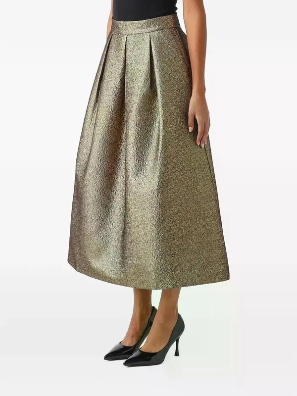 NENETTE Gali Pleated Metallic-effect Midi Skirt