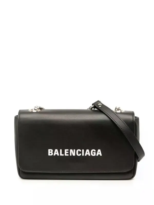 Balenciaga 2018 Leather Everyday Wallet On Chain Crossbody Bag - Black