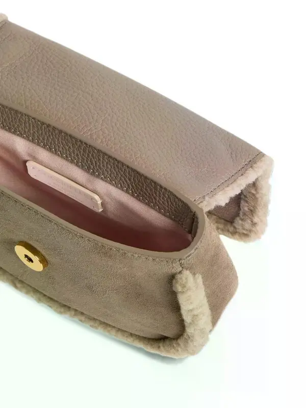 COCCINELLE Mini Mavery Shearling-trim Suede Tote Bag