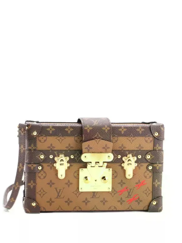 LOUIS VUITTON Petite Malle Handbag Reverse Monogram Canvas Clutch Bag