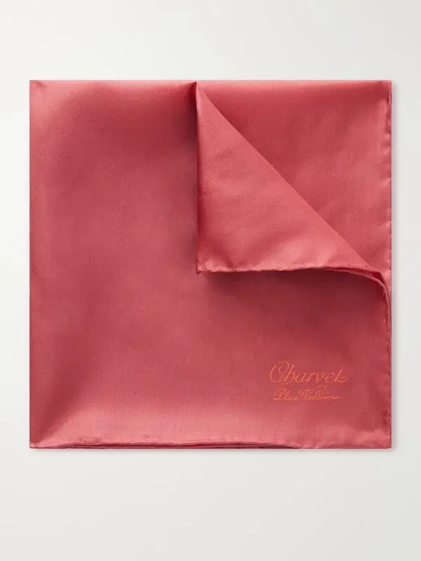 Charvet Logo-print Silk-twill Pocket Square