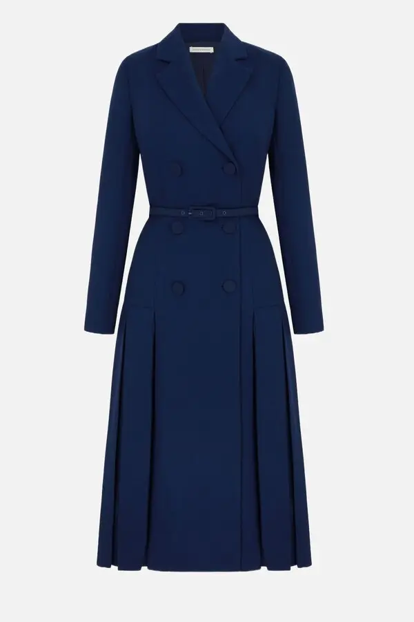 EMILIA WICKSTEAD Chaney Dress In Single Wool Crepe - Navy