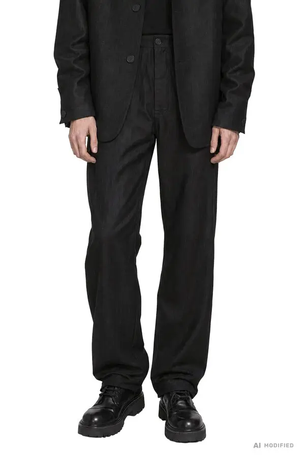 Transit Pinstripe Wool Viscose Trousers - Black