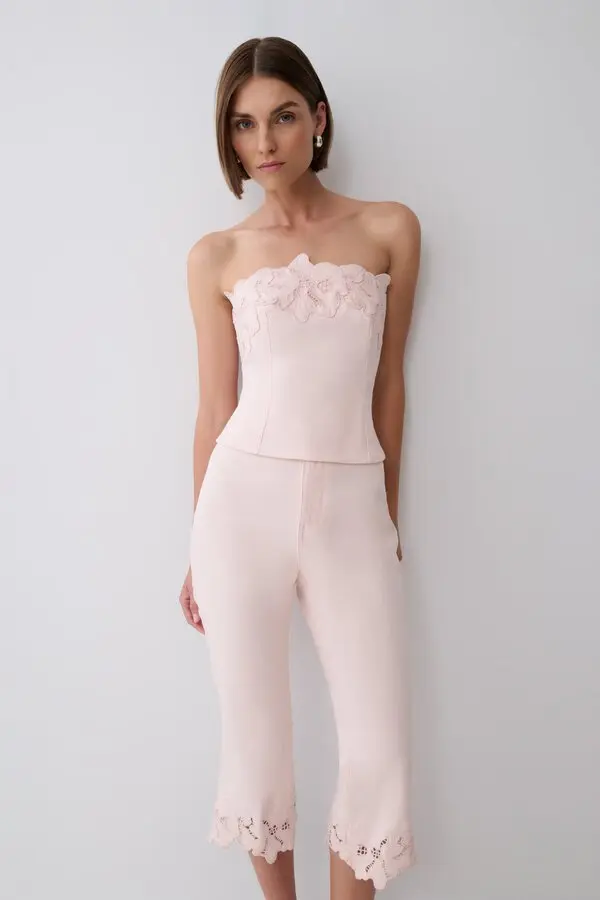 Meshki Tillie Flower Embroidery Denim Capris