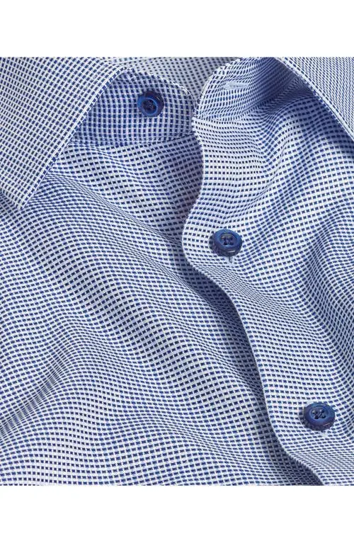 David Donahue Trim Fit Micro Cotton Dobby Dress Shirt