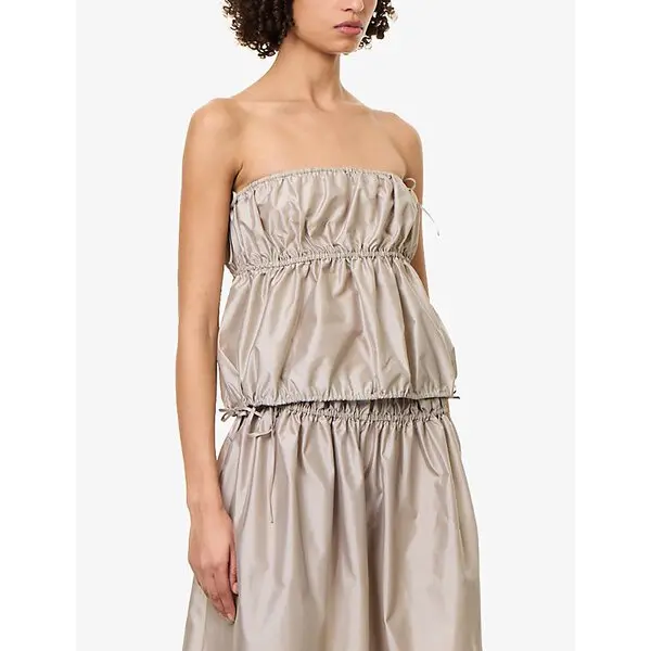 ST. AGNI Paper Taffeta Silk-blend Top