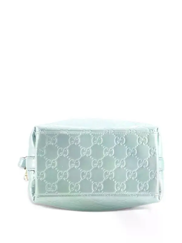 Gucci Emblem Gg Embossed Patent Small Bucket Bag
