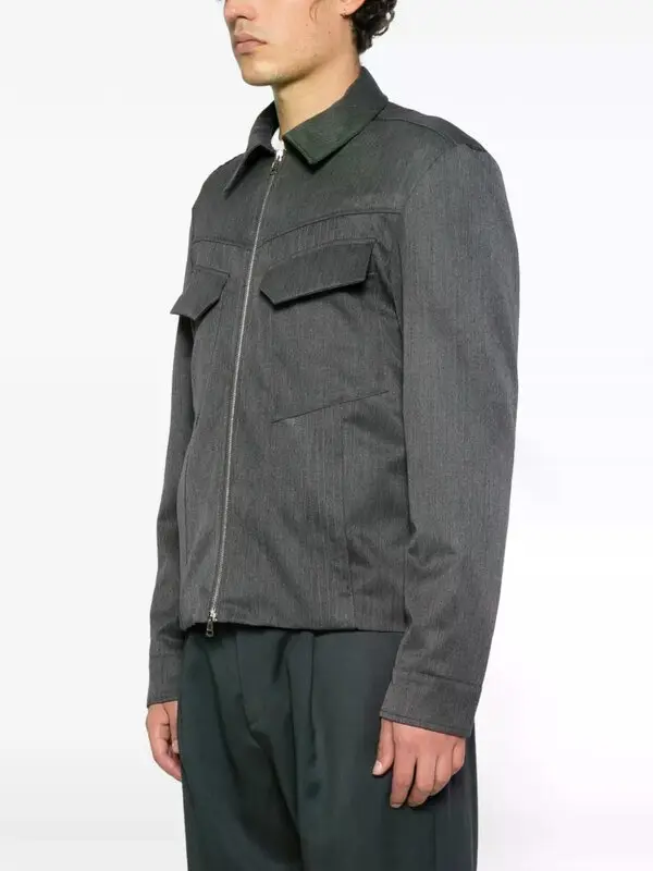 LOW BRAND Zip-up Flap-pocket Shirt Jacket
