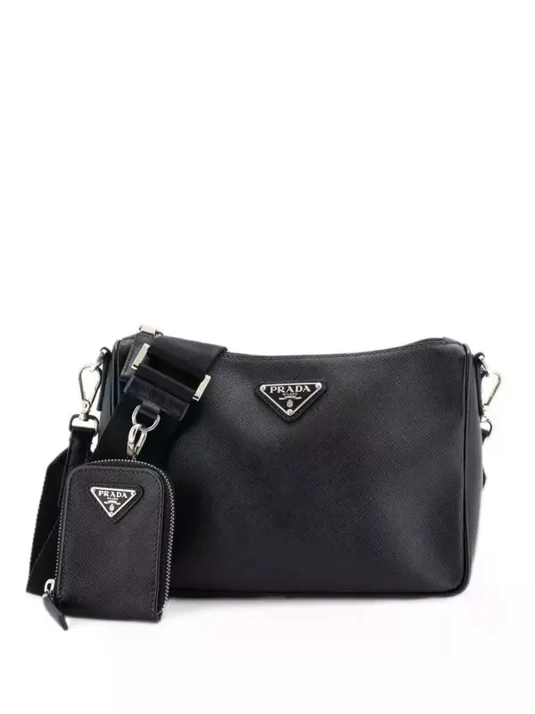 Prada Re-edition Zip Messenger Bag Saffiano Leather Small Crossbody Bag - Black