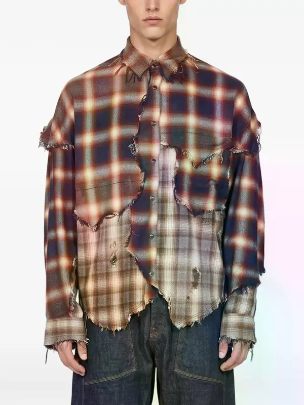 KHOKI Patchwork Frayed Shirt