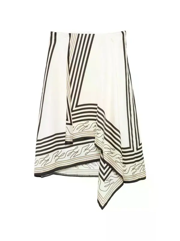 Karl Lagerfeld Asymmetric-hem Striped Midi Skirt