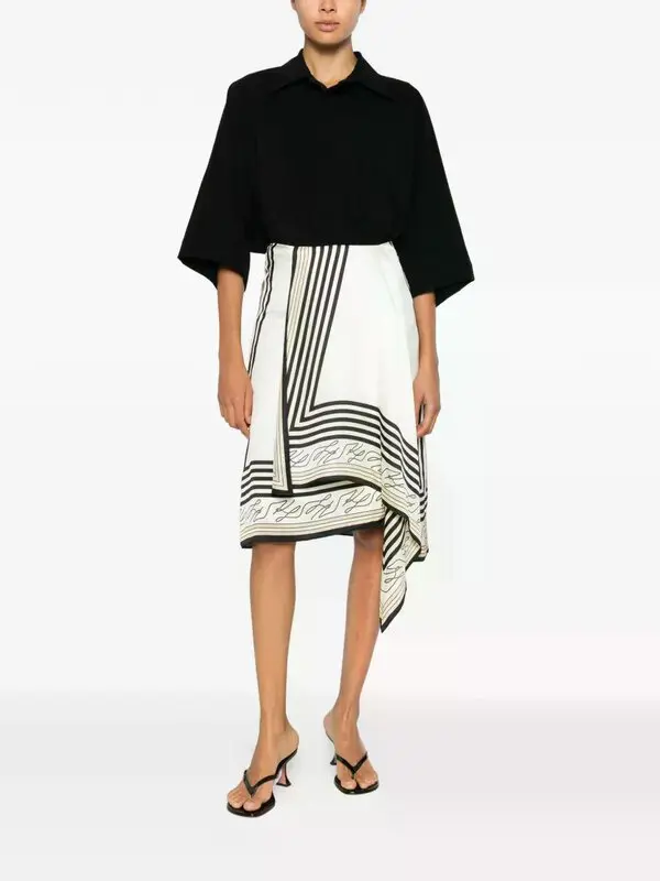 Karl Lagerfeld Asymmetric-hem Striped Midi Skirt