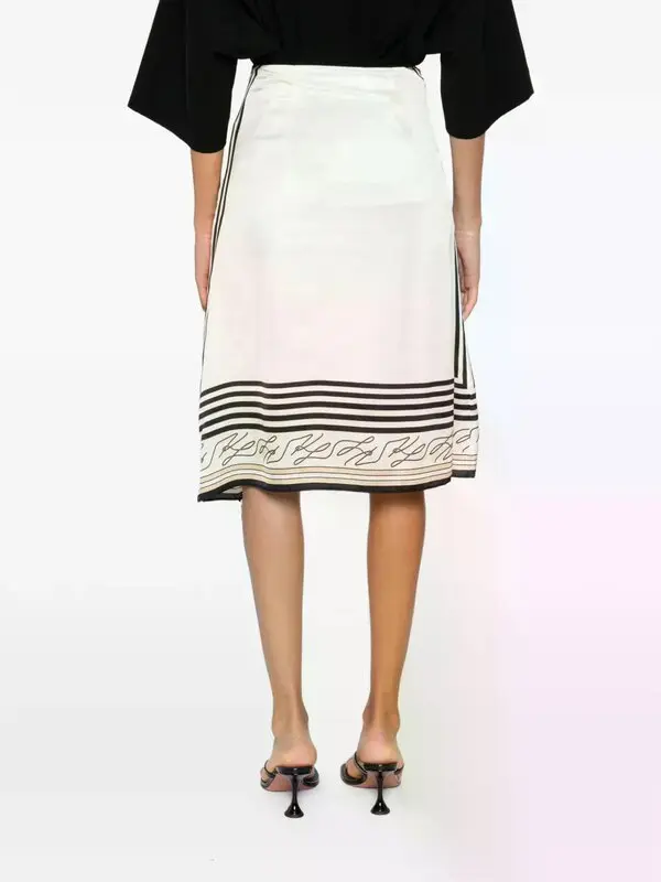 Karl Lagerfeld Asymmetric-hem Striped Midi Skirt