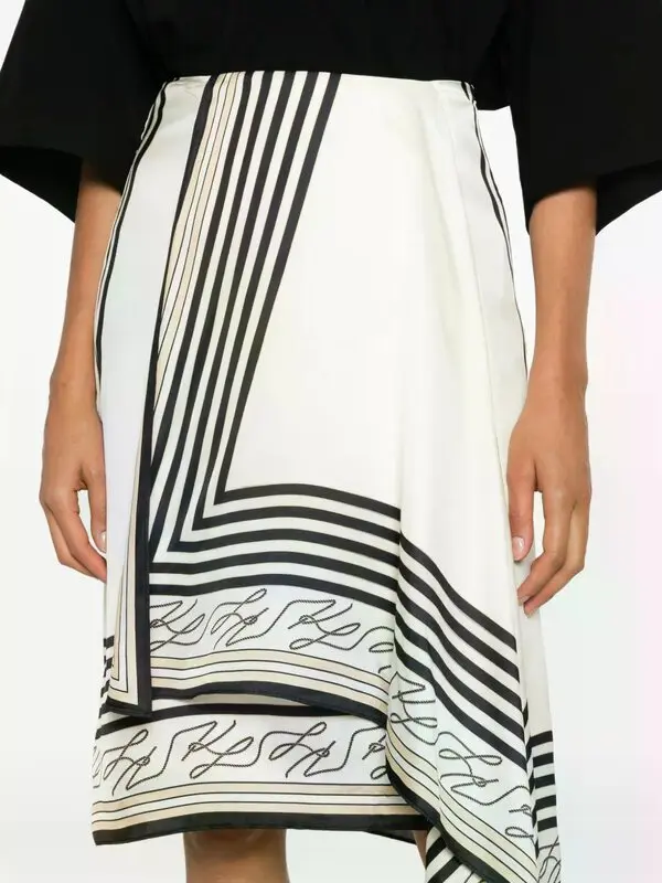 Karl Lagerfeld Asymmetric-hem Striped Midi Skirt