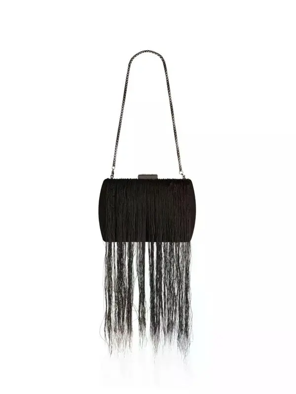 GEMY MAALOUF Fringe-detail Chain-strap Clutch Bag - Black