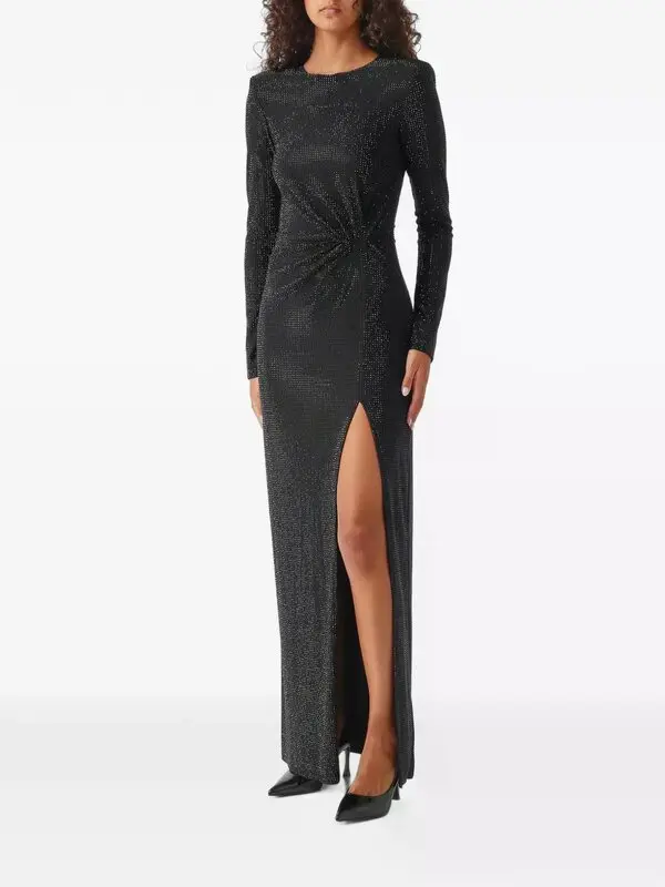TWENTY FOURHAITCH Crystal-embellished Gathered Maxi Dress - Black