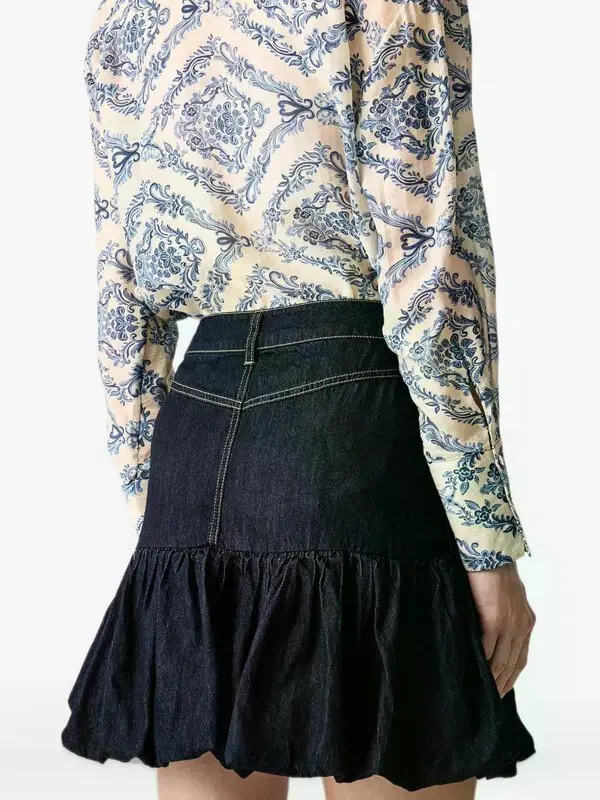MORGAN Ruffled Denim Mini Skirt