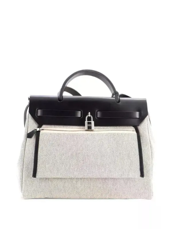 Hermès Herbag Zip Pegase Pop Toile And Leather 31 Shoulder Bag - Black