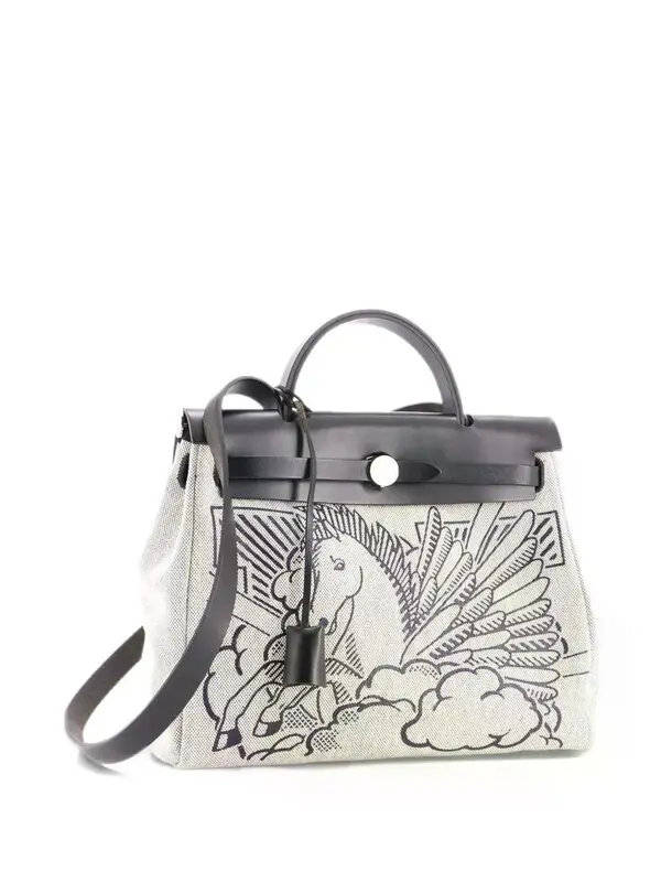Hermès Herbag Zip Pegase Pop Toile And Leather 31 Shoulder Bag - Black