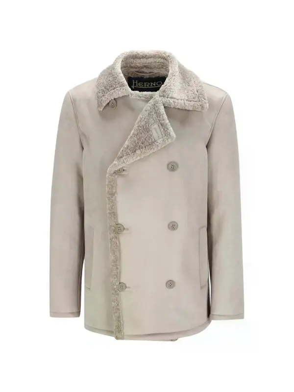 Herno Faux-shearling Double-breasted Peacoat