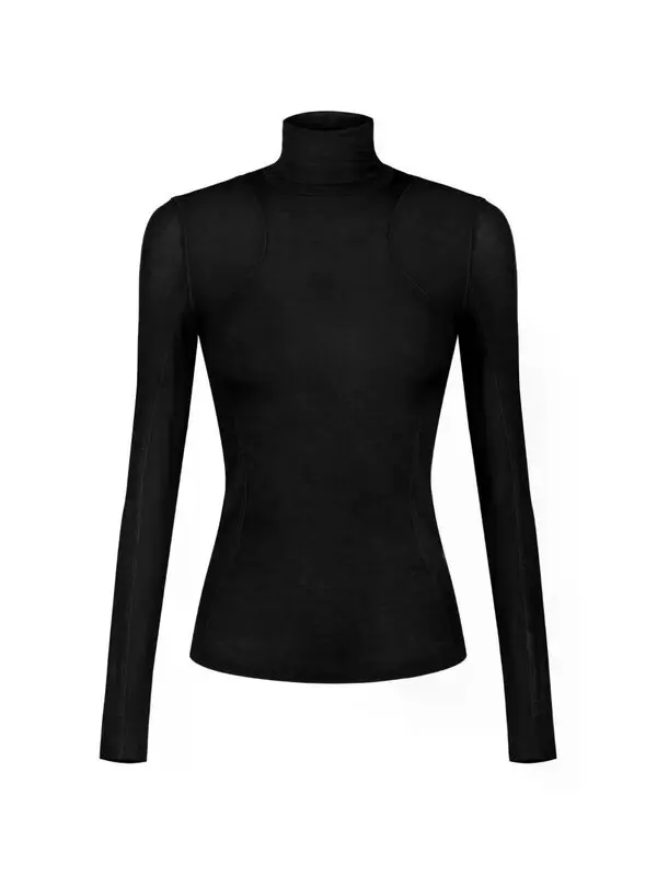 Elisabetta Franchi Turtleneck Top In Lightweight Jersey Fabric - Black