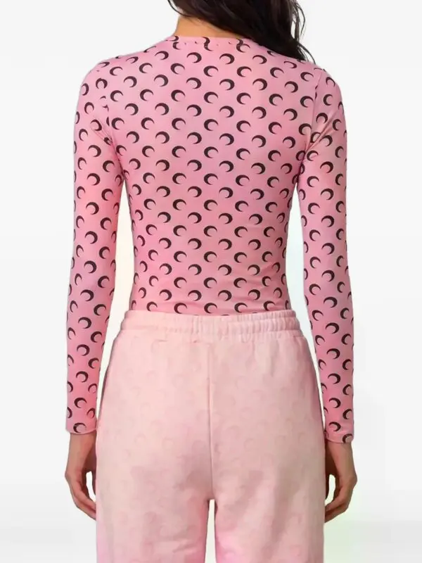 MARINE SERRE Moon Printed Jersey Long Sleeves Crewneck Top
