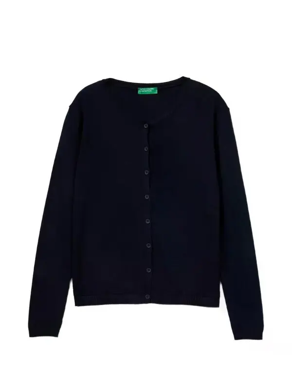 BENETTON Fine-knit Button-up Cardigan - Blue