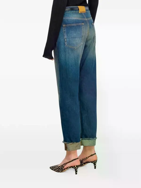 SEMICOUTURE Deanna Stone-wash Frayed-hem Jeans