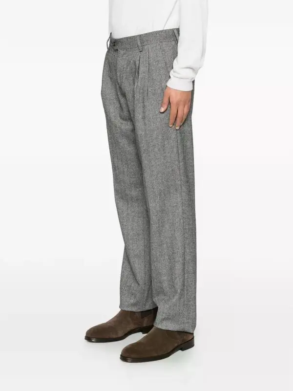 OFFICINA SARTORIALE Herringbone-pattern Pleated Trousers