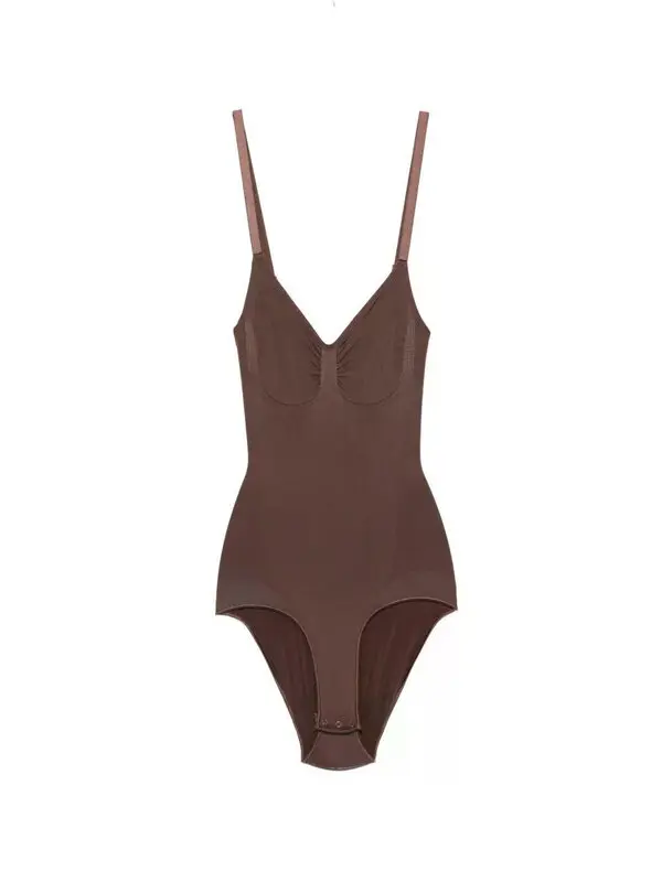 SKIMS Ruched-detail Sleeveless Bodysuit - Brown
