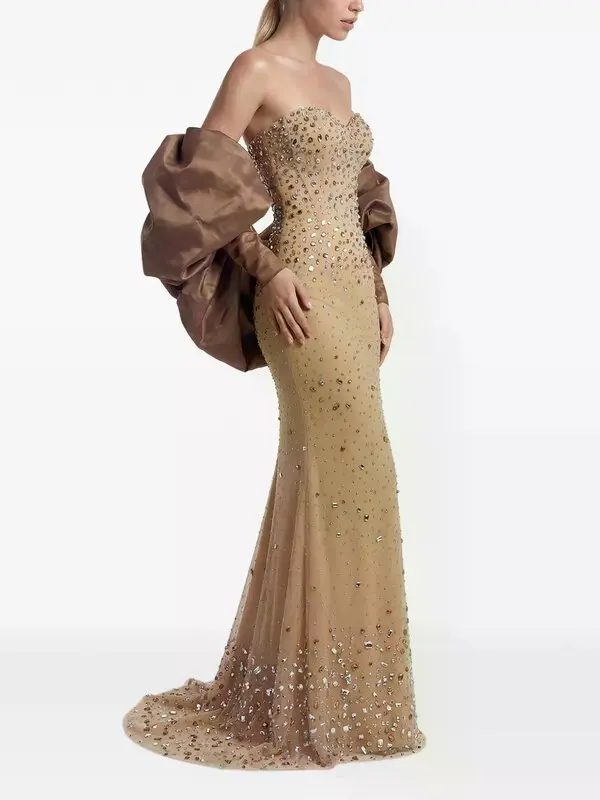 GATTINOLLI BY MARWAN Crystal-embellished Puff-sleeve Maxi Dress