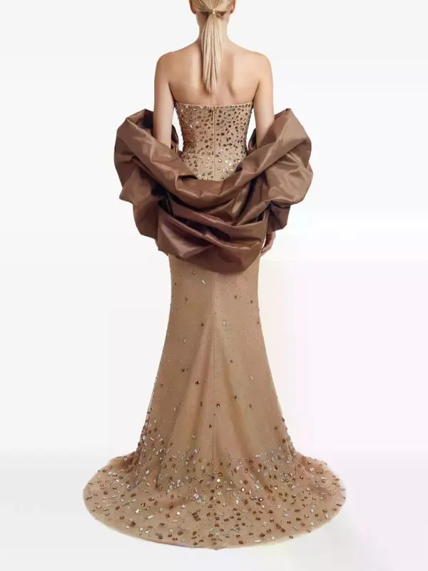 GATTINOLLI BY MARWAN Crystal-embellished Puff-sleeve Maxi Dress