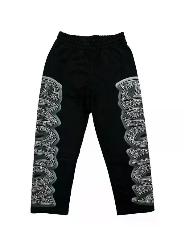 Mixed Emotion Midnight Rhinestone-embellished Track Pants - Black