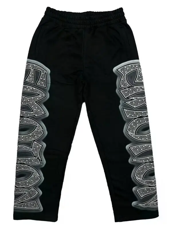 Mixed Emotion Midnight Rhinestone-embellished Track Pants
