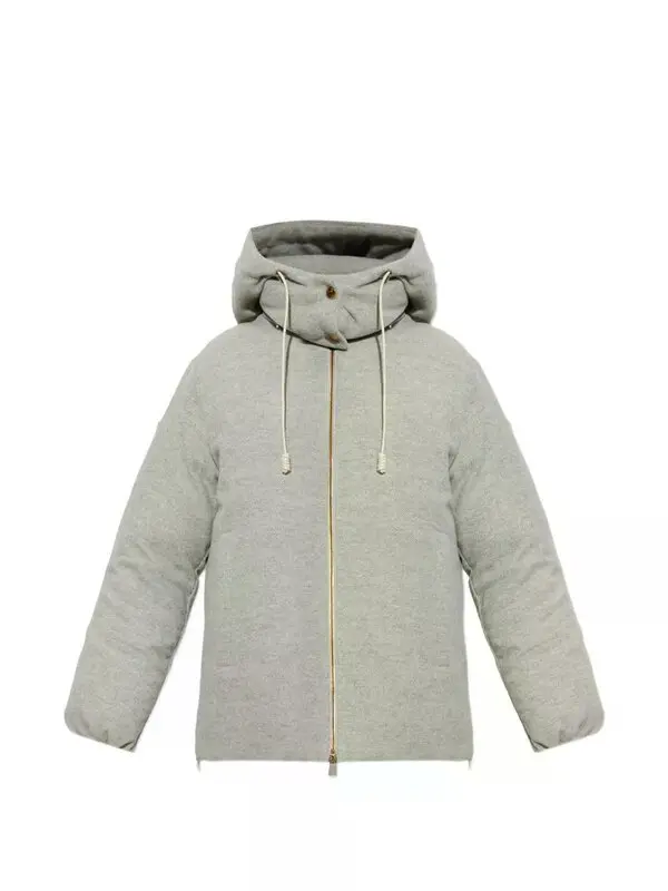 Moncler Vivante Hooded Wool & Cashmere Short Down Jacket