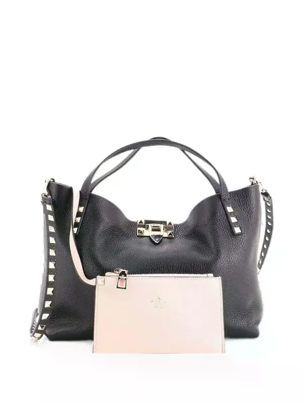 Valentino Garavani Rockstud Convertible Flip Lock Leather Small Tote Bag