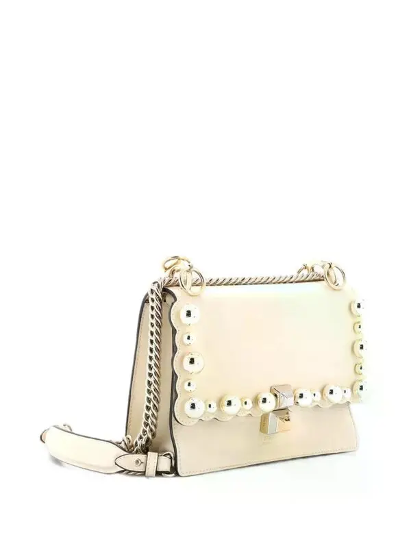 Fendi Kan I Bag Pearl Embellished Leather Small Crossbody Bag