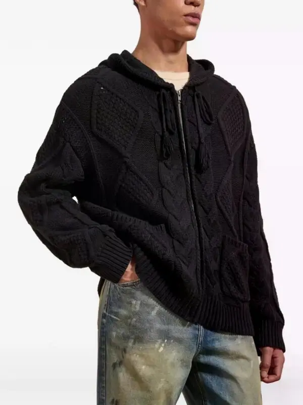 FOUND Zip-up Cable-knit Hoodie