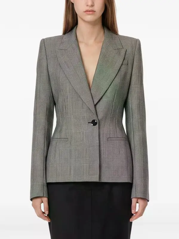 Matieres Fecales Prince Of Wales Check Blazer - Grey