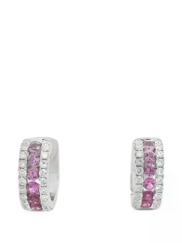 LISA NIK Pink Sapphire And Diamond Ombre Hoop Earrings