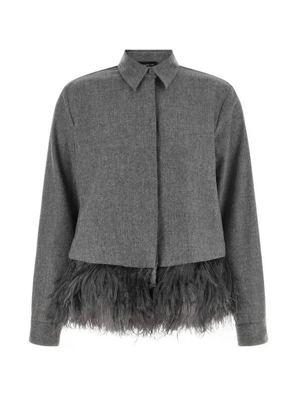 Fabiana Filippi Feather-trim Shirt - Grey