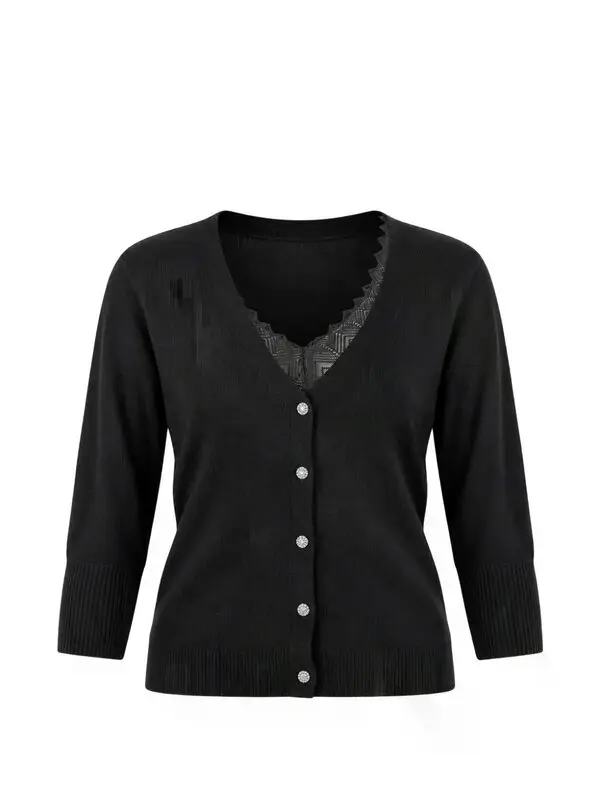 MORGAN Crystal-embellished V-neck Cardigan - Black