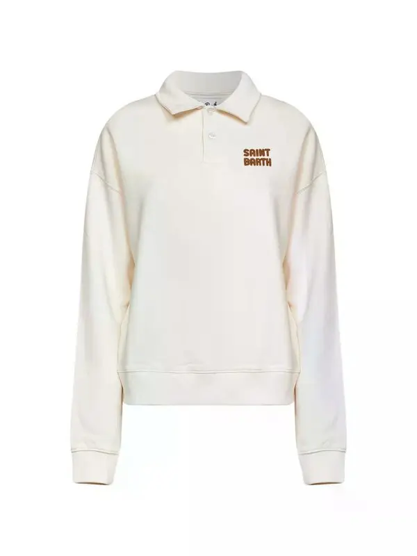 MC2 SAINT BARTH Logo-flock Polo Top - Neutrals