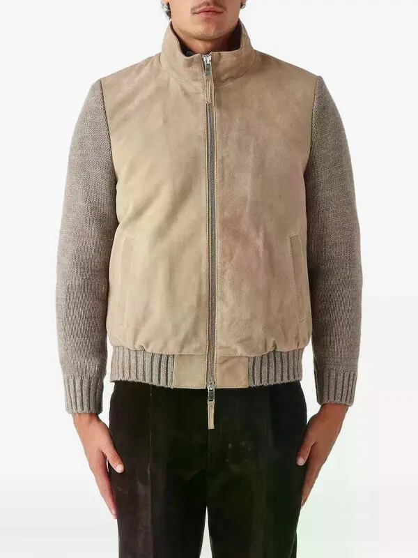 THE JACK LEATHERS Flavio Suede-panelled Knitted Jacket