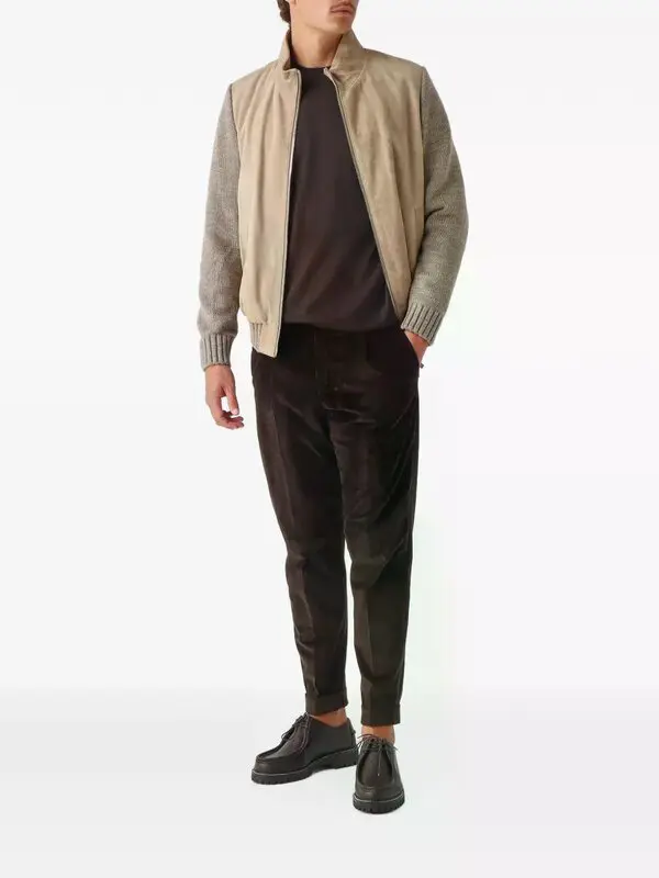 THE JACK LEATHERS Flavio Suede-panelled Knitted Jacket