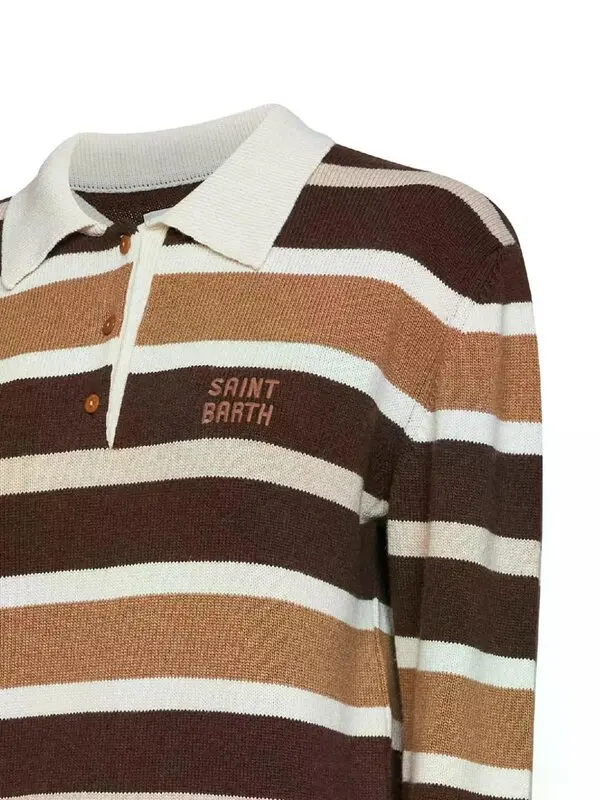 MC2 SAINT BARTH Hadidy Wool And Cashmere Blend Polo Collar Knit With Multicolor Stripes